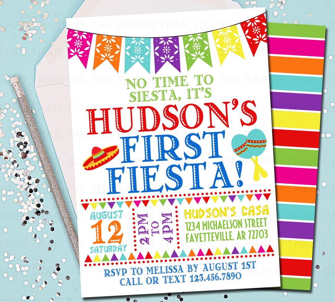 Fiesta 1st Birthday Invitation, Firsta Party, First Birthday Fiesta ...