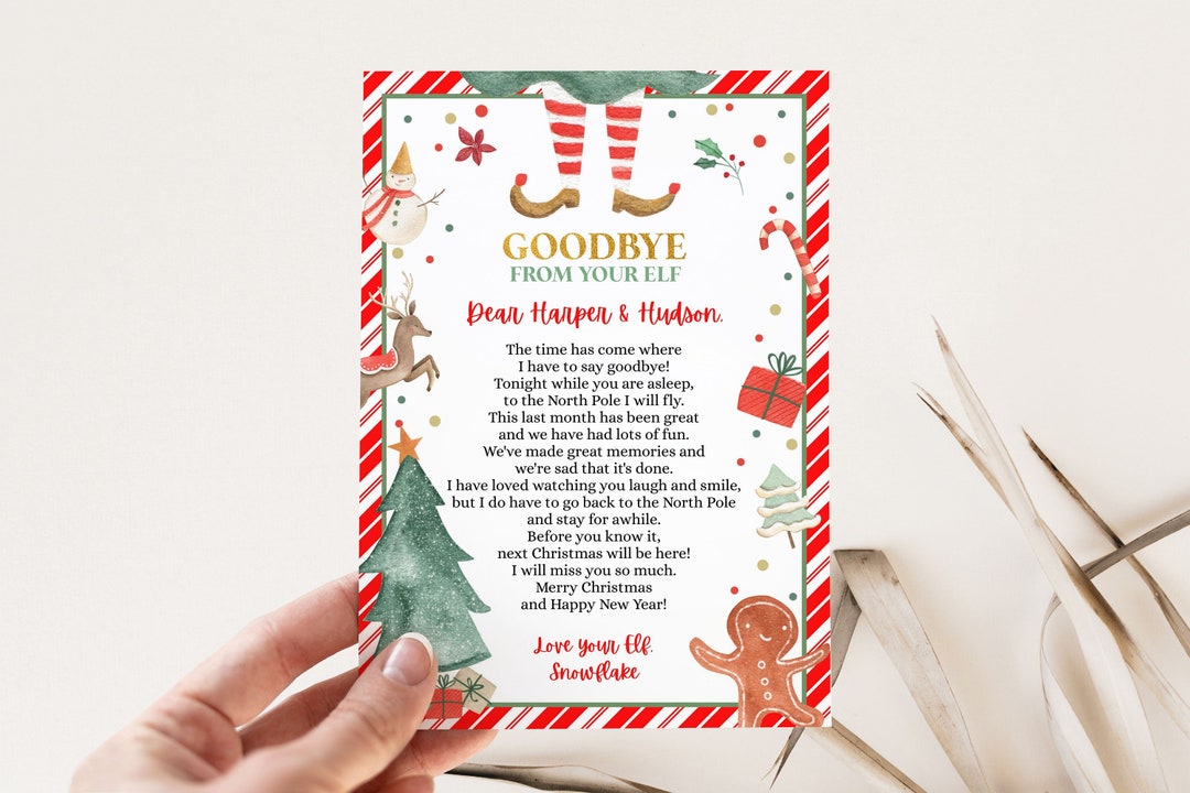 Editable Elf Goodbye Letter Departure Letter Christmas Elf Goodbye From ...
