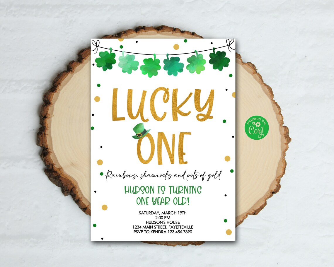 Editable Lucky One Birthday Invitation St Patricks Day 1st | Etsy