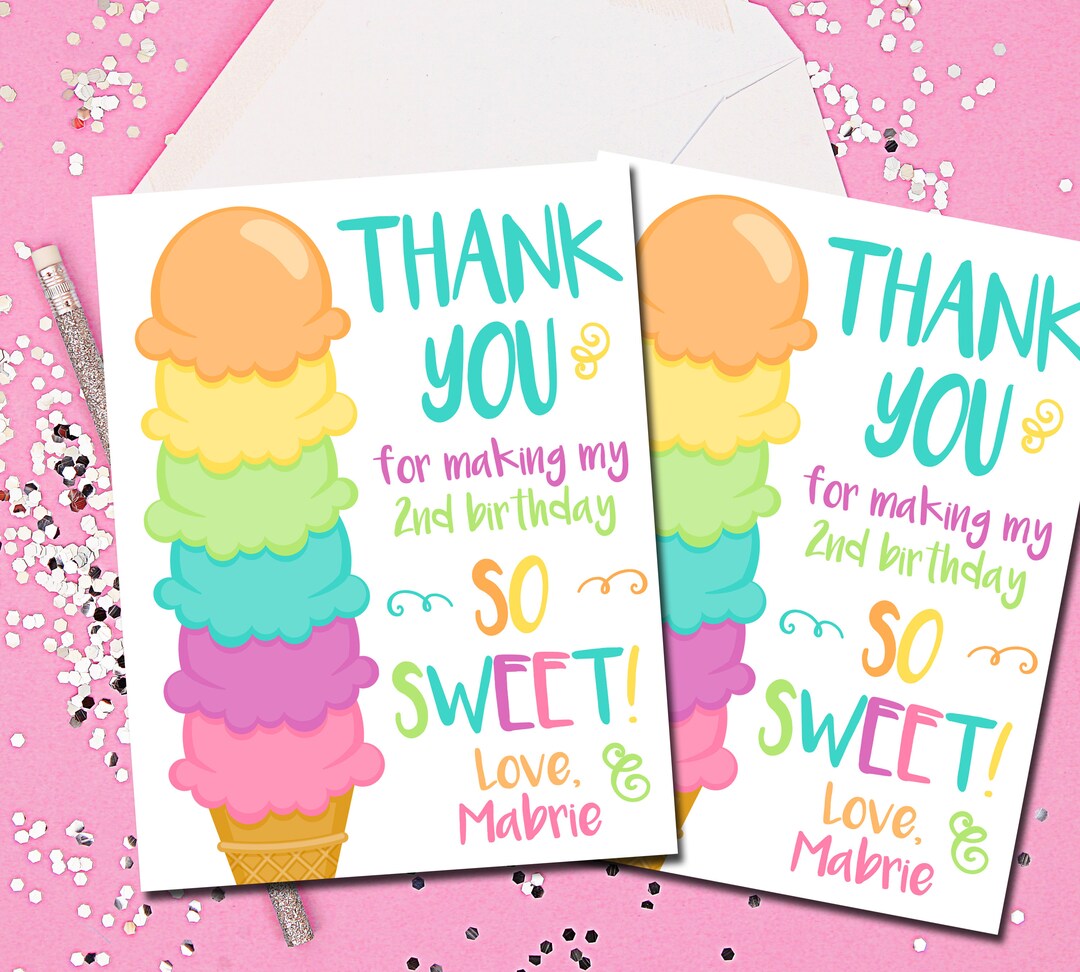 Ice Cream Thank You Cards, Ice Cream, Thank You Notes, Too Sweet, Here ...
