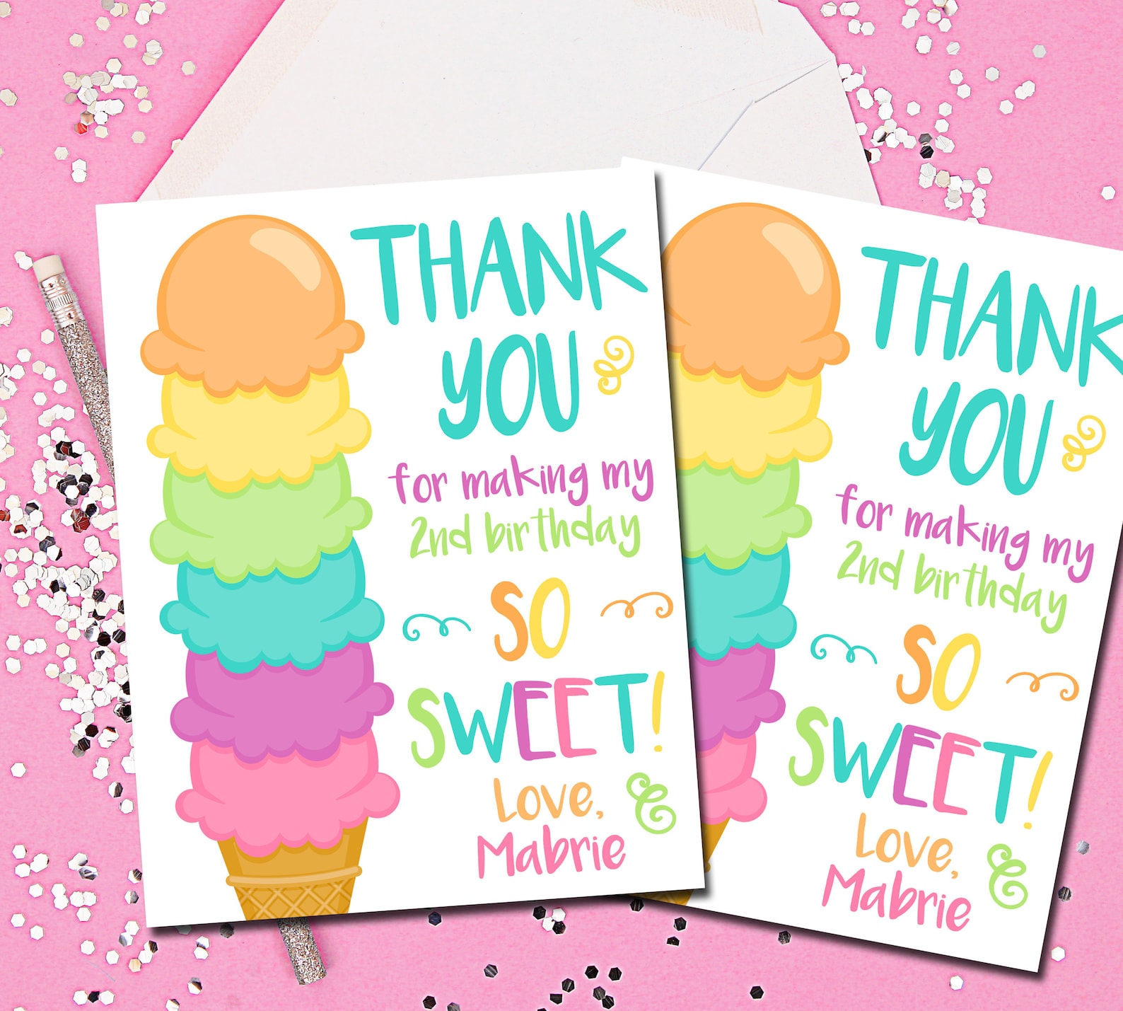 Ice Cream Thank You Cards Ice Cream Thank You Notes Too - Etsy España