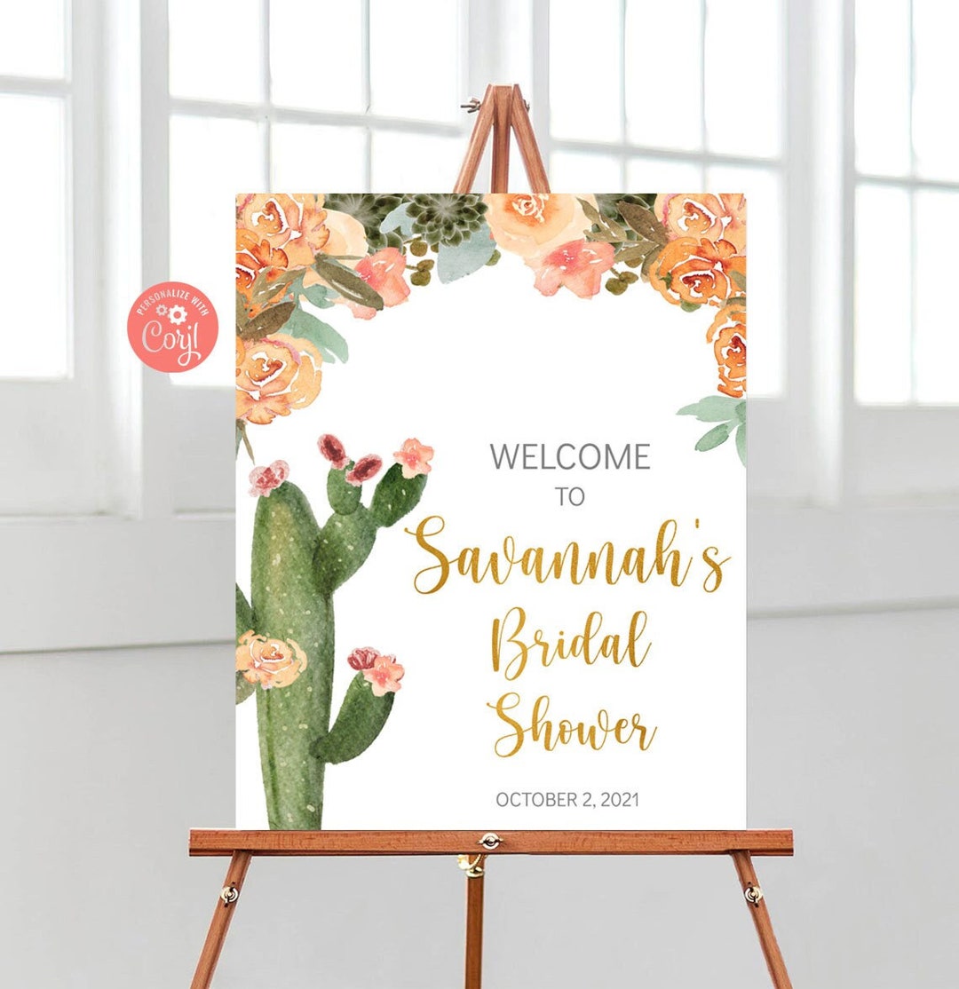 Editable Cactus Baby Shower Welcome Sign Cactus Baby Shower Sign ...