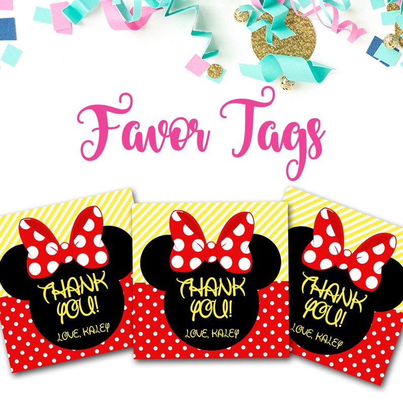 Minnie Mouse Favor Tags Minnie Mouse Minnie Mouse Party - Etsy