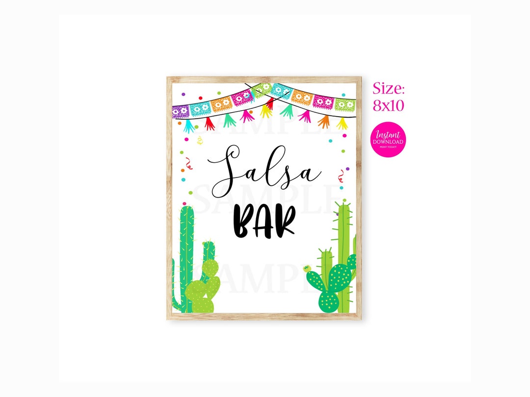 Salsa Bar Sign Fiesta Party Sign Taco Theme Party Birthday Food Sign ...