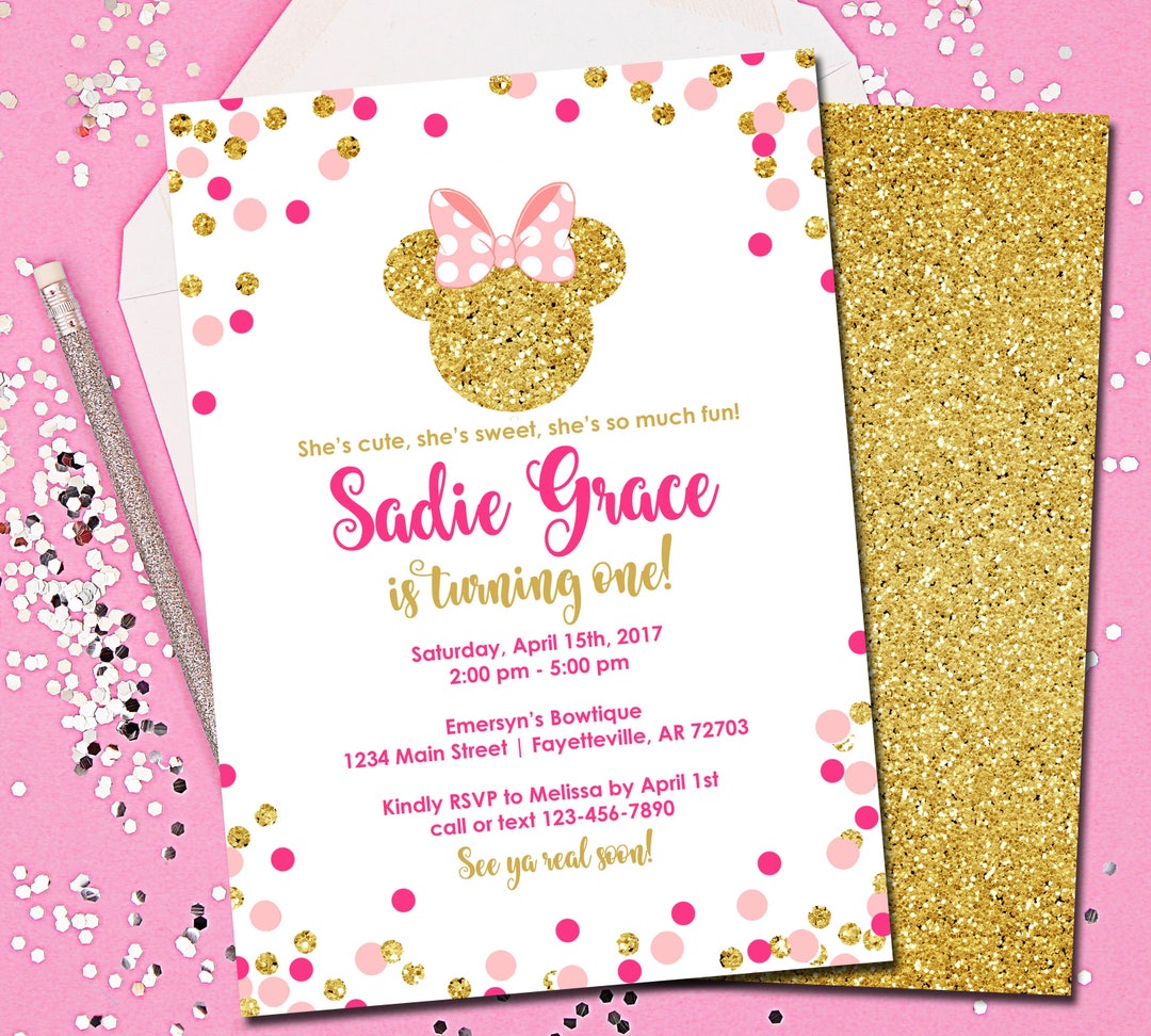 Invitación de Minnie Mouse, invitación de cumpleaños, invitación de ...