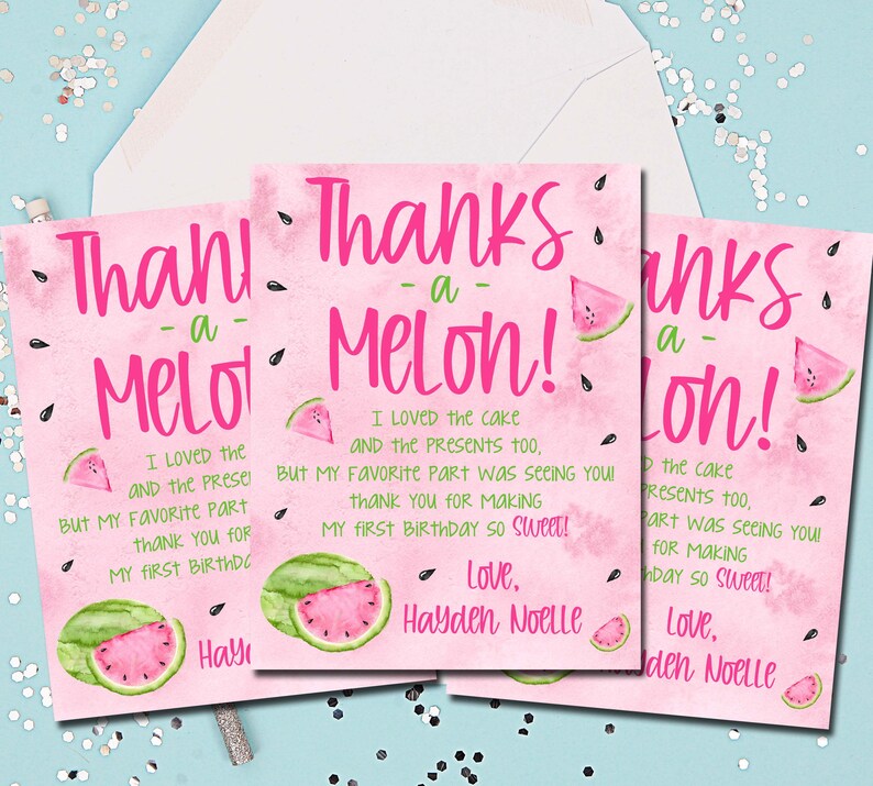Thanks a Melon Thank You Notes Thank You Cards Watermelon - Etsy