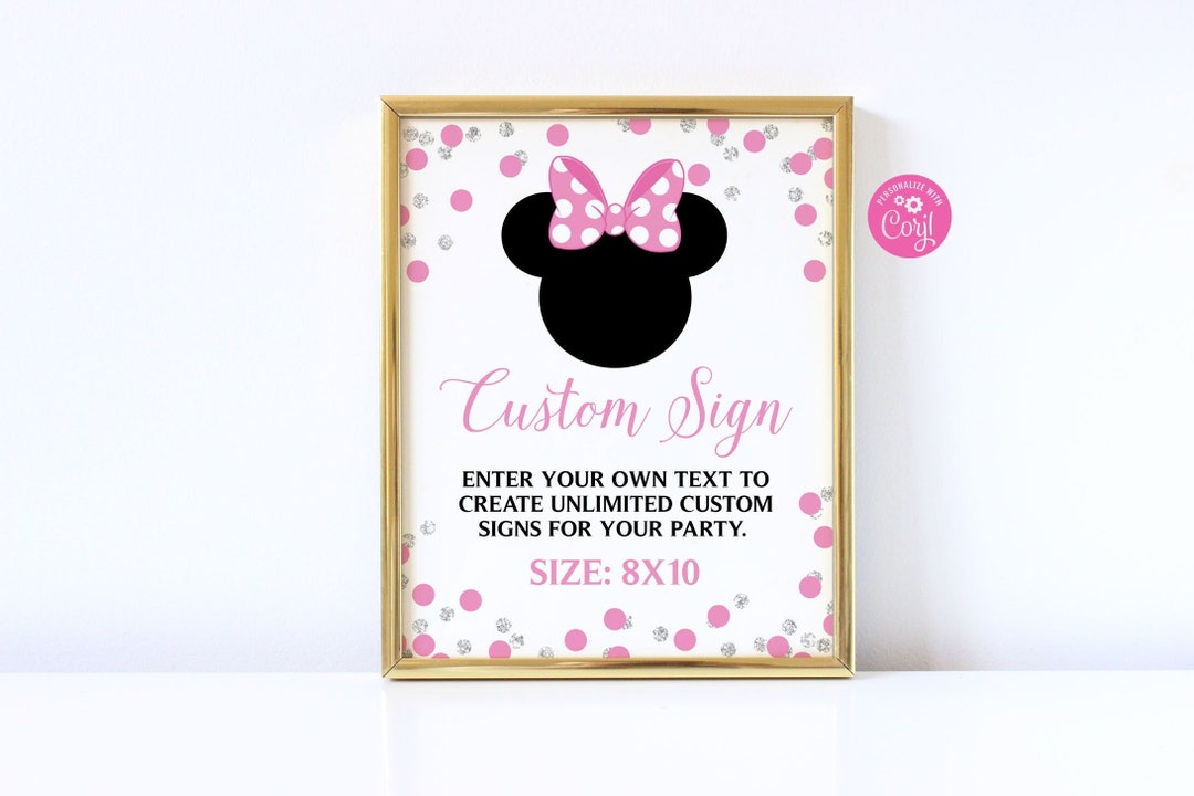 Editable Minnie Mouse Custom Sign Minnie Mouse Party Signs Custom Sign ...