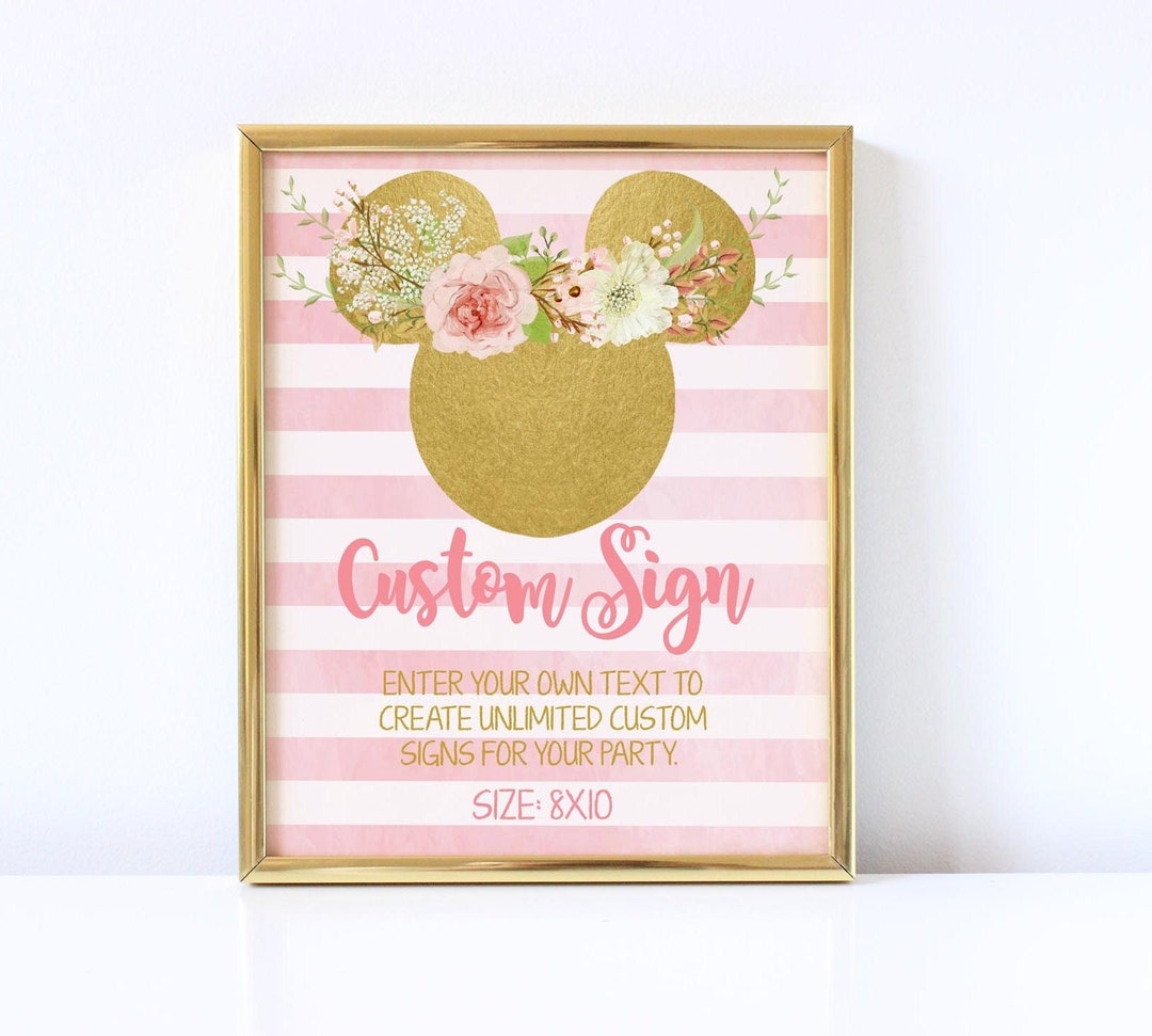 Editable Boho Floral Minnie Mouse Custom Sign Minnie Mouse Party Signs ...