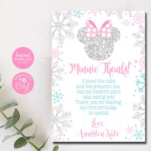 Editable Minnie Mouse Thank You Card Minnie Mouse Thank You Note Minnie ...