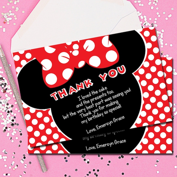 Minnie Mouse Thank You Notes Printable - Etsy