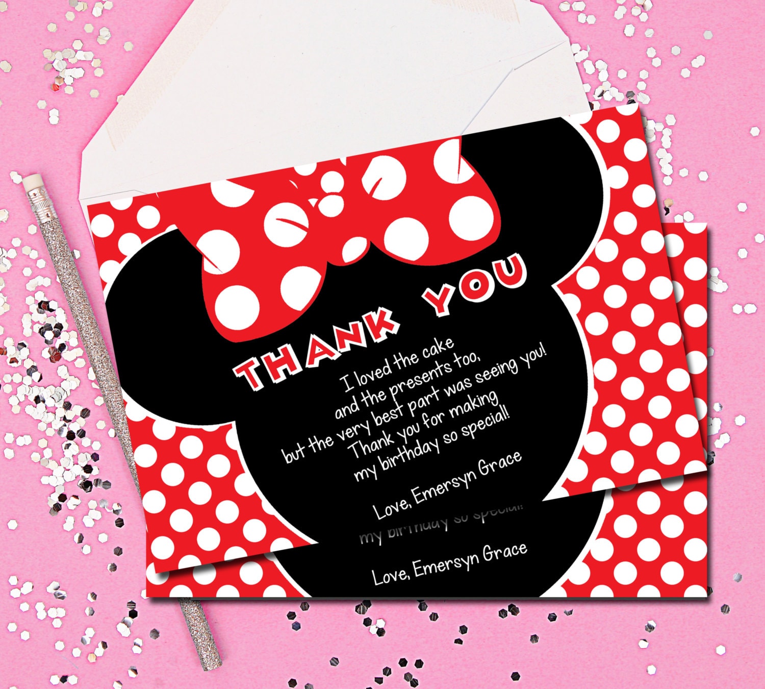 Minnie Mouse Thank You Notes Thank You Cards Thank You | Etsy