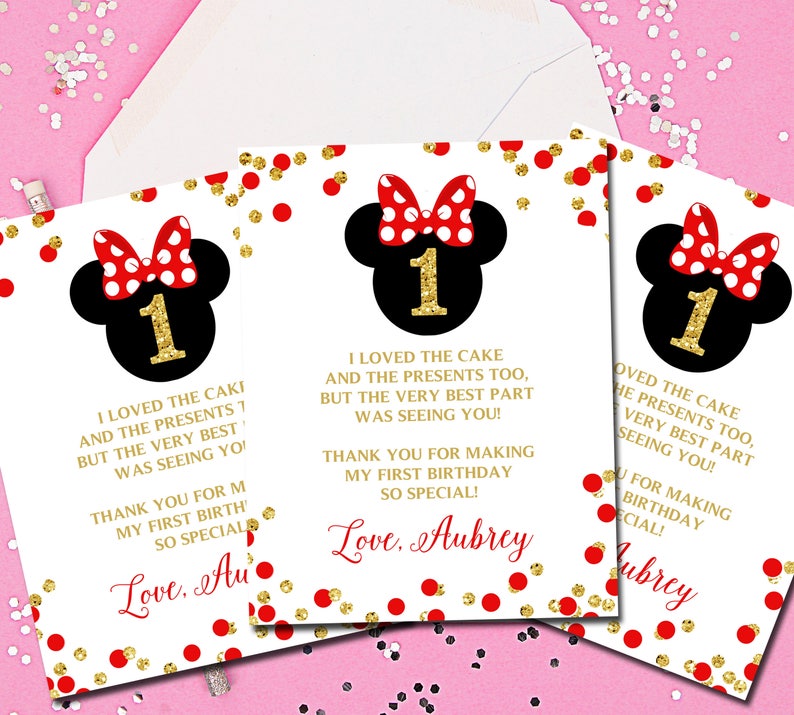 Minnie Mouse Thank You Cards Minnie Mouse Thank You Notes - Etsy