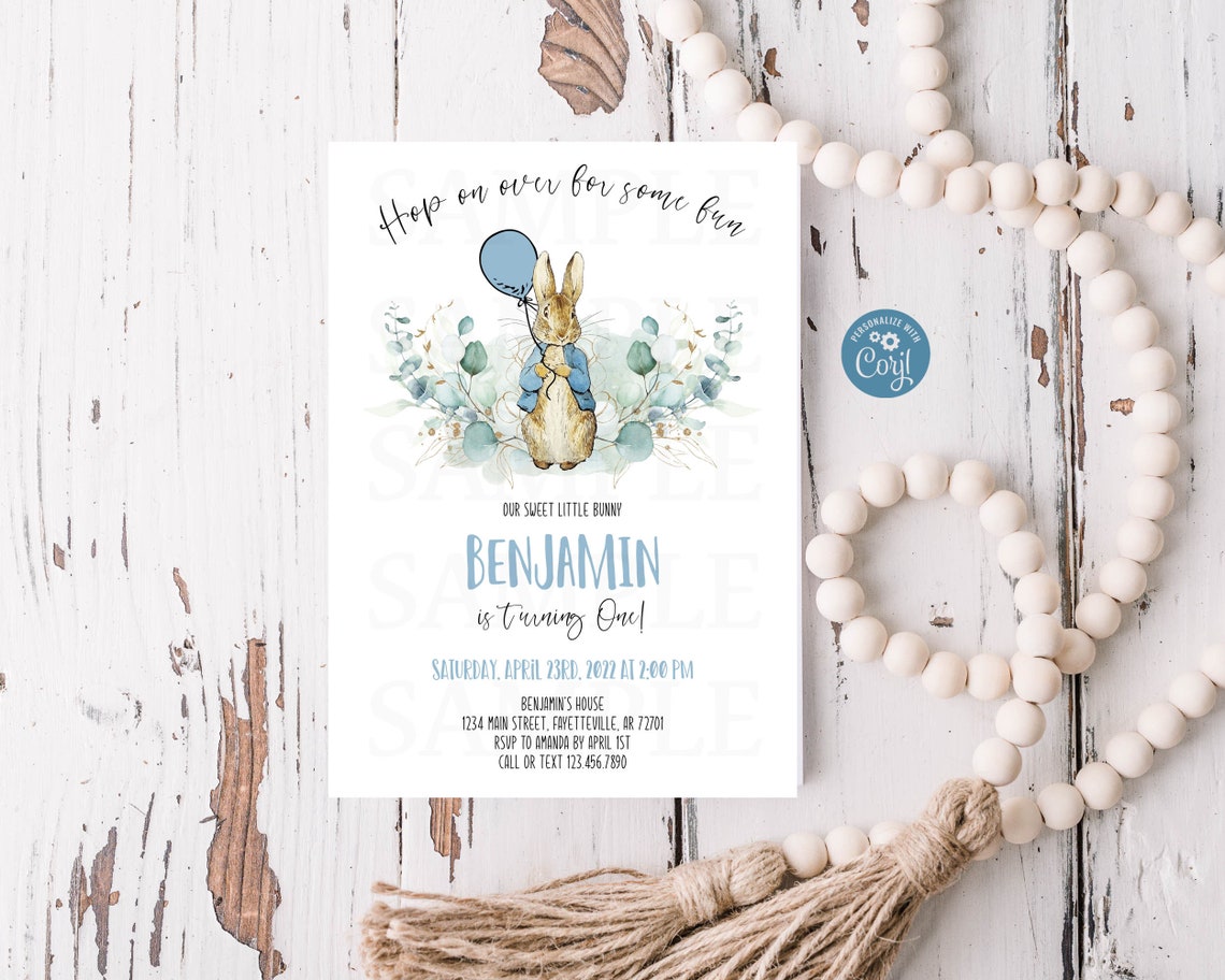 Editable Peter Rabbit Birthday Invitation Peter Rabbit - Etsy
