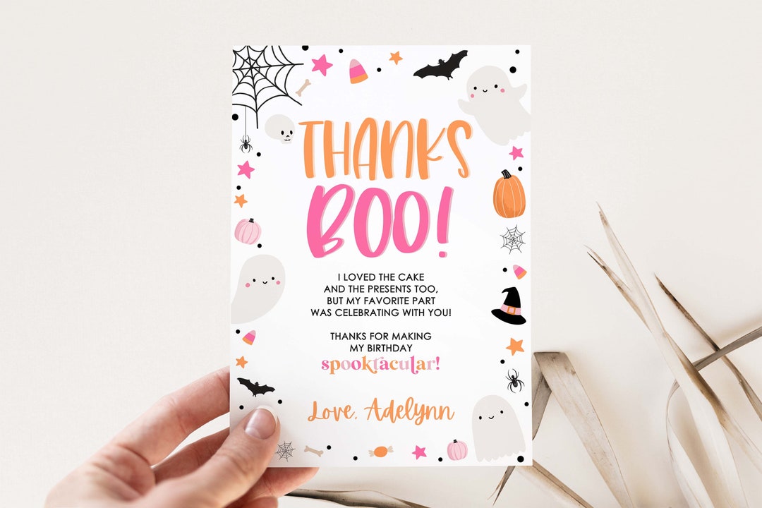 Editable Spooky Halloween Thank You Note Halloween Birthday Thank You ...