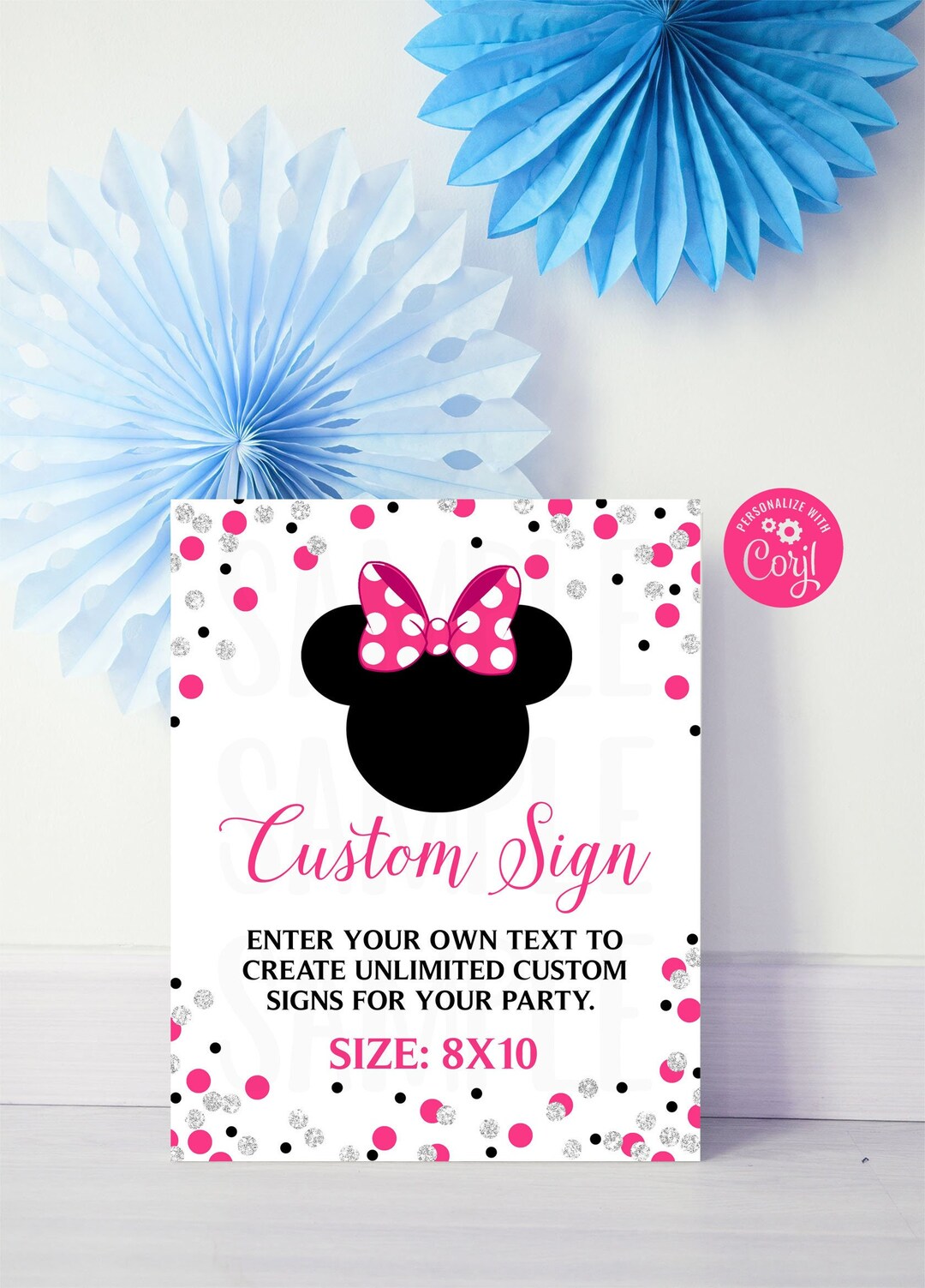 Editable Minnie Mouse Custom Sign Minnie Mouse Party Signs Custom Sign ...