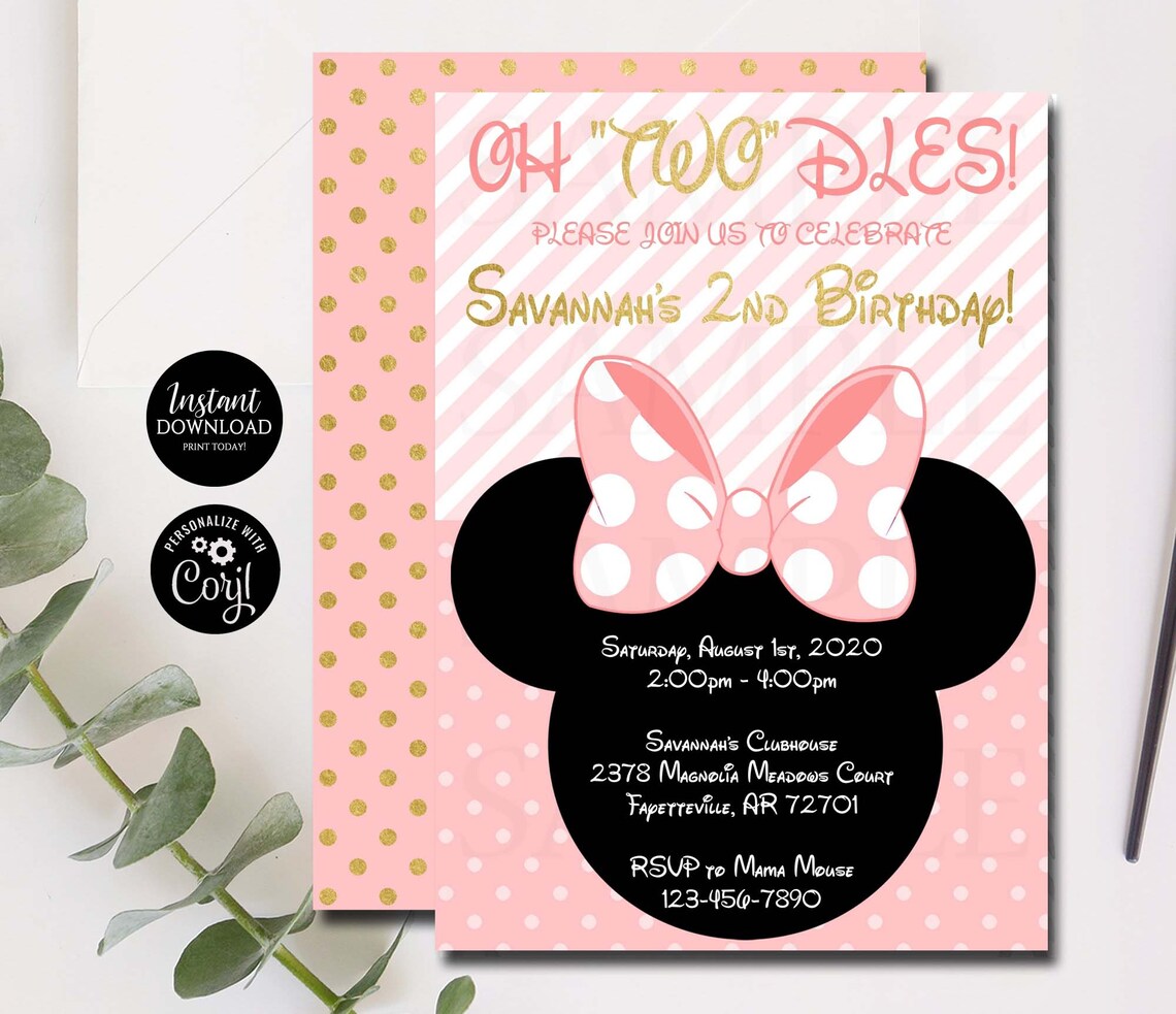 Editable Minnie Mouse Invitation Minnie Mouse Birthday | Etsy