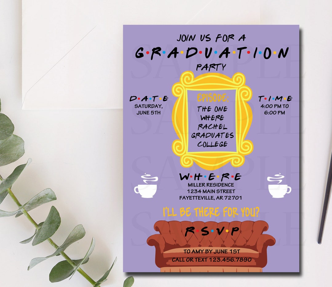 Friends Graduation Party Invitation, Friends Theme Graduation ...