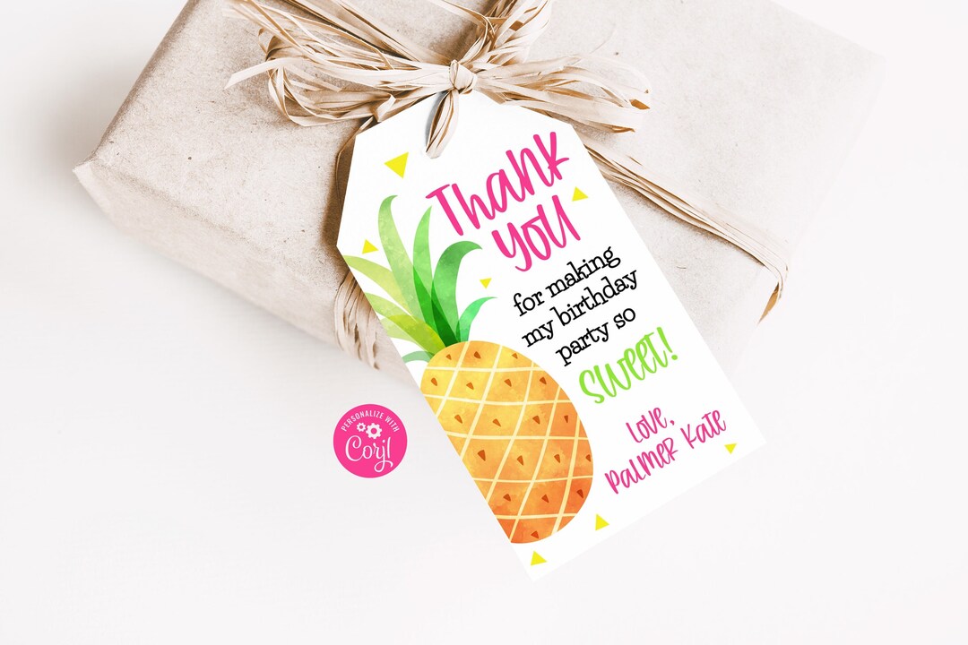 Editable Pineapple Favor Tags Sweet One Party Tags Favor Tags Gift Tags ...