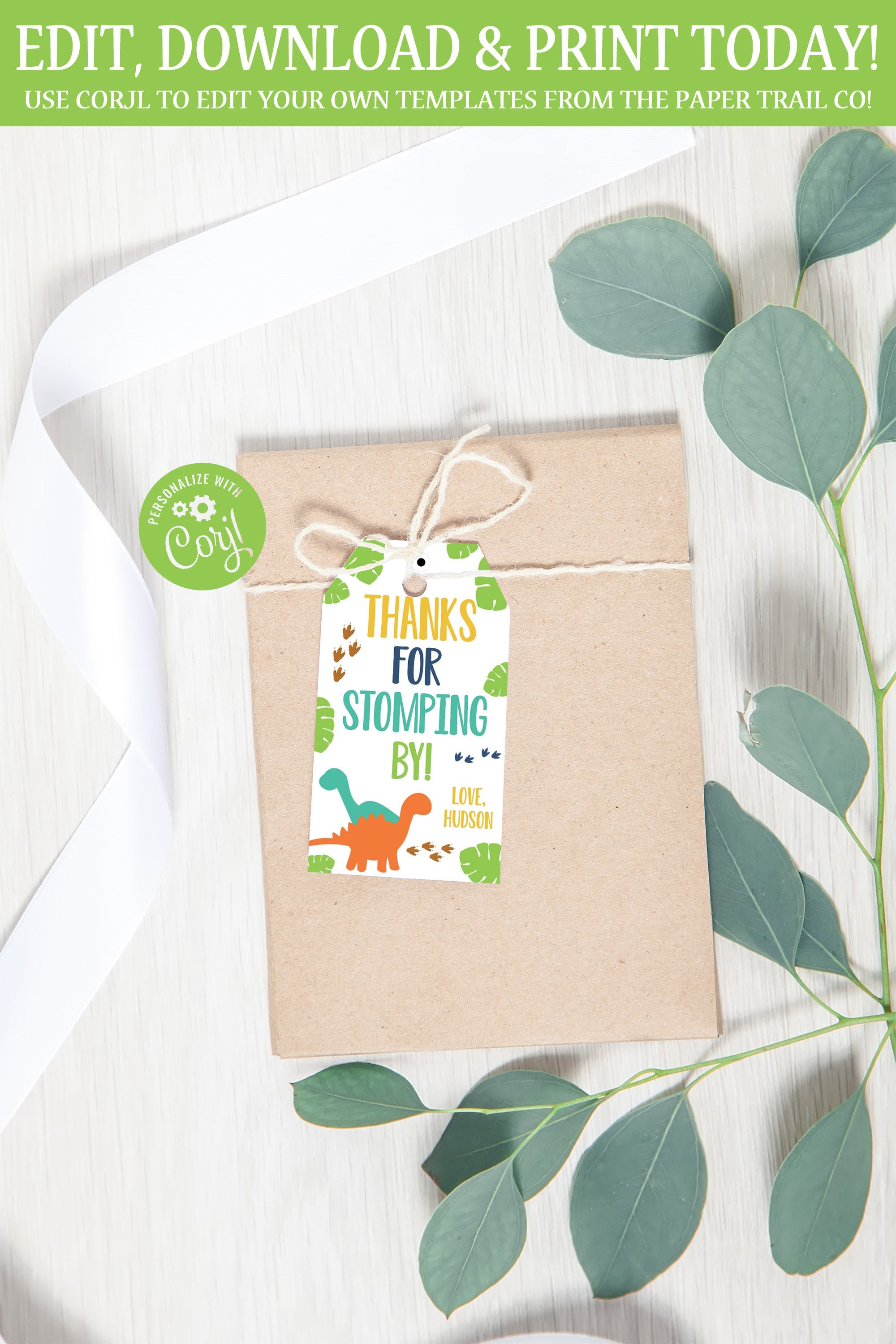 Editable Dinosaur Favor Tags Gift Tags Thanks for Stomping - Etsy Canada