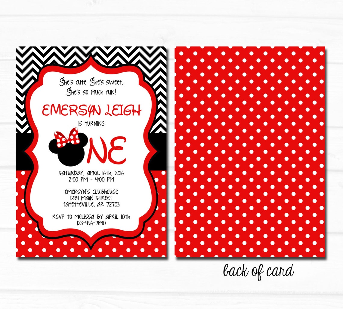 Minnie Mouse Birthday Invitation Minnie Mouse Invitation - Etsy