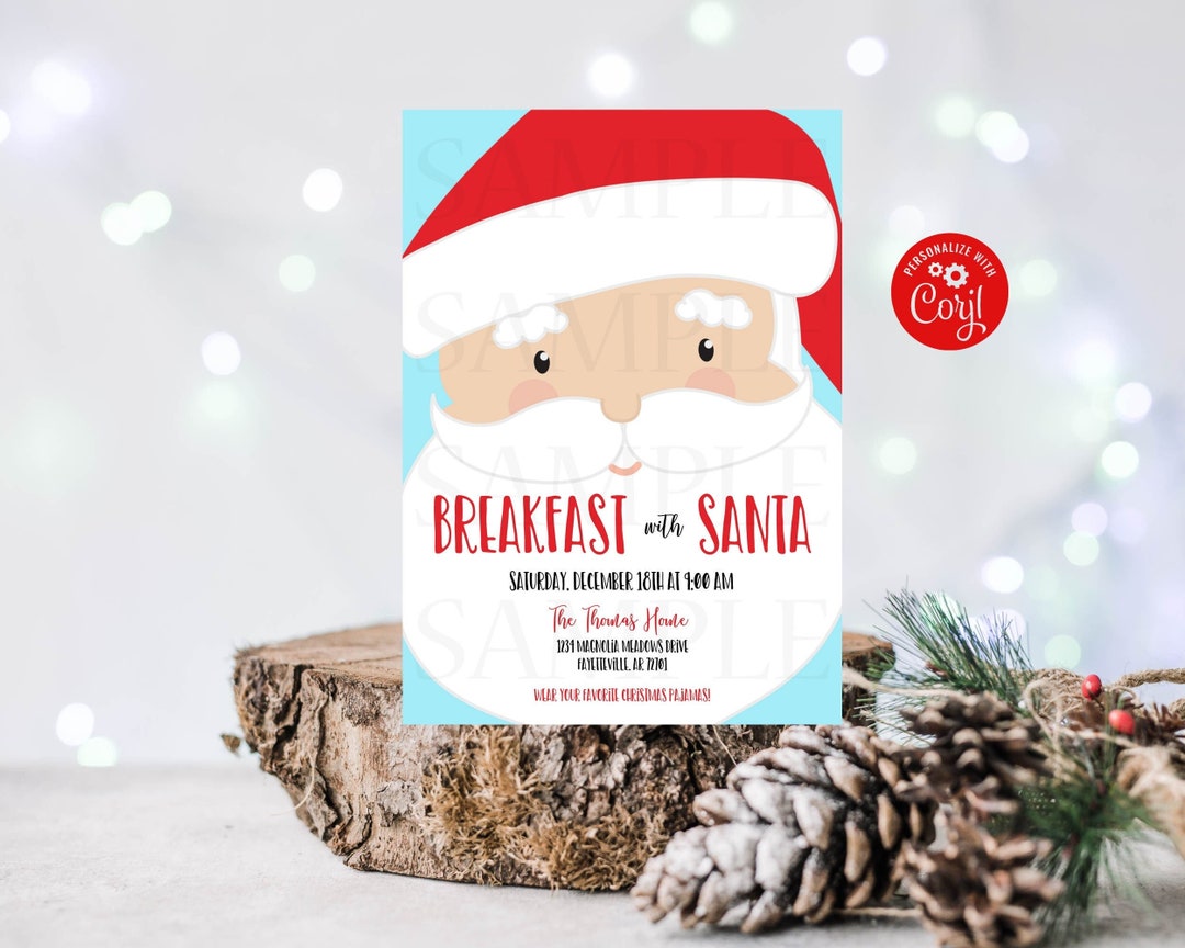 Editable Santa Invitation Breakfast With Santa Invitation Christmas ...