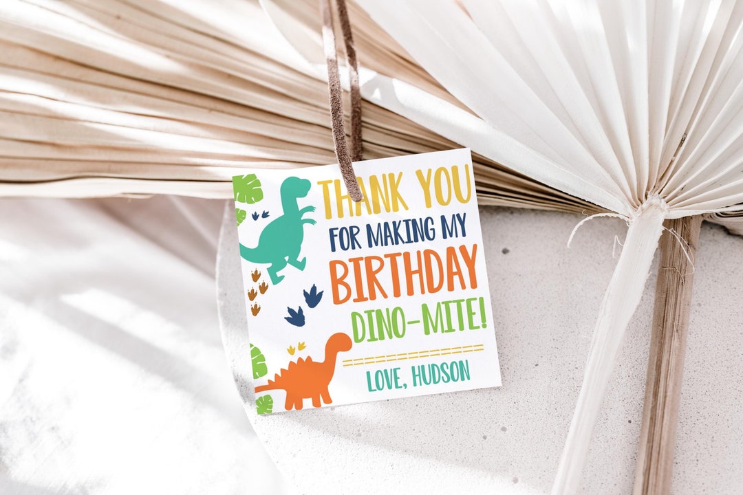 Editable Dinosaur Favor Tags, Gift Tags, Dino-mite, Dinosaurs, Boy ...