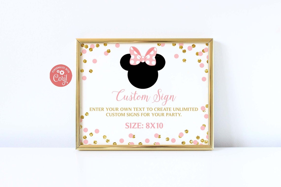 Editable Minnie Mouse Custom Sign Minnie Mouse Party Signs - Etsy