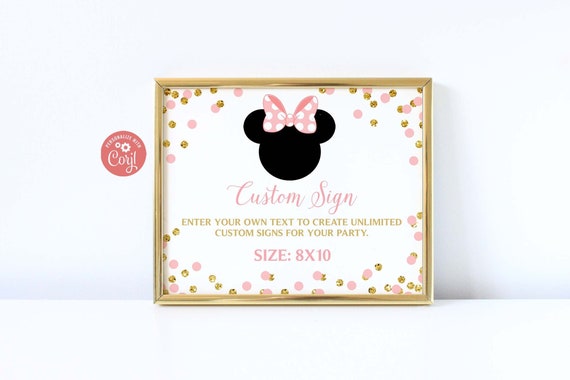 Editable Minnie Mouse Custom Sign Minnie Mouse Party Signs - Etsy
