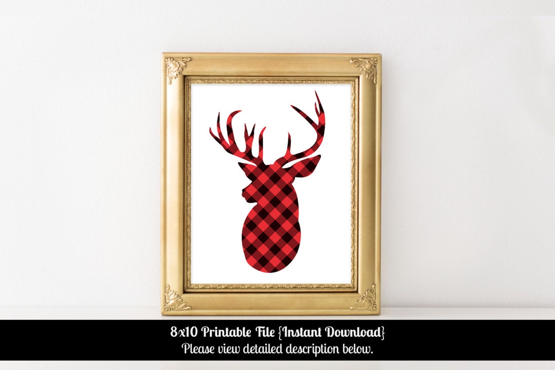 Deer Head Sign Buffalo Plaid Deer Head Sign Deer Sign - Etsy