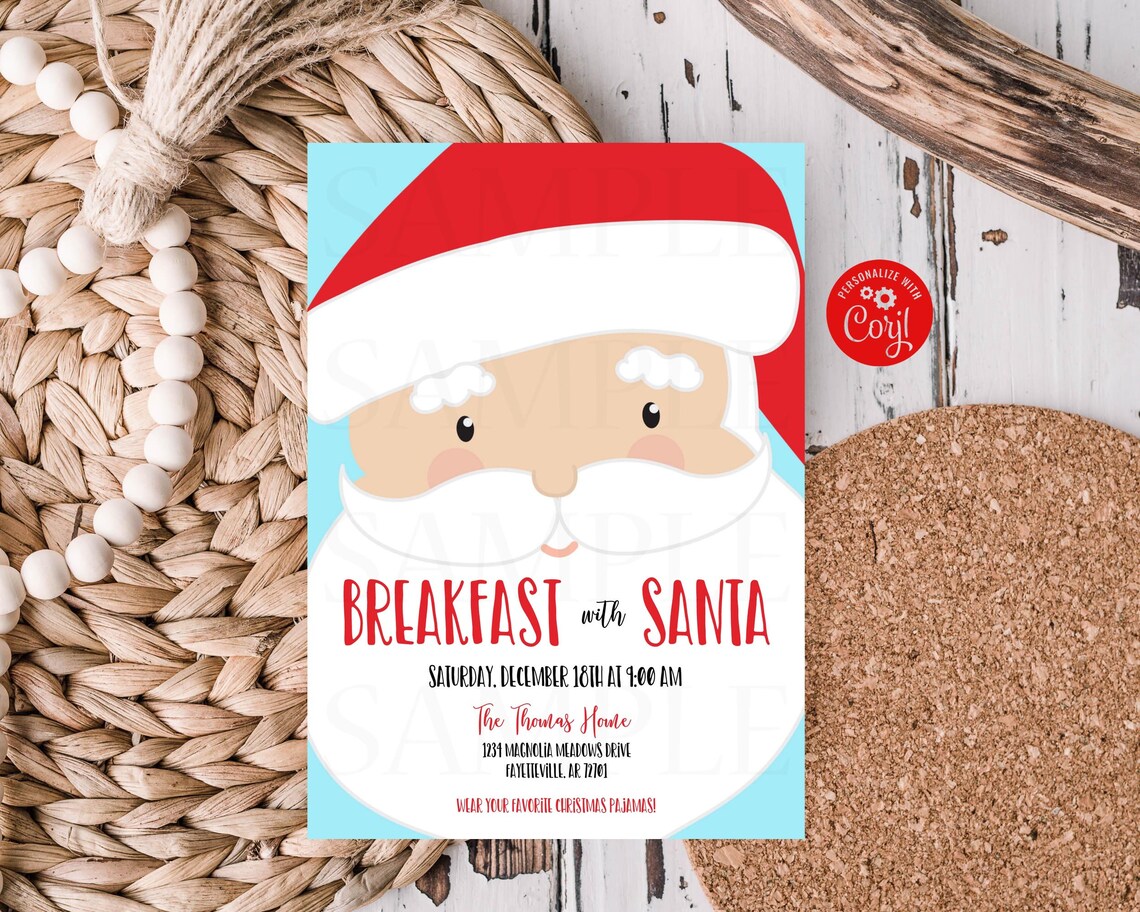 Editable Santa Invitation Breakfast With Santa Invitation - Etsy