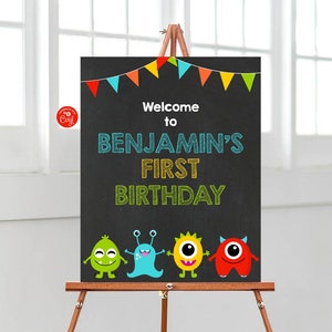 Editable Monster Welcome Sign Monster Birthday Party Our Little Monster ...