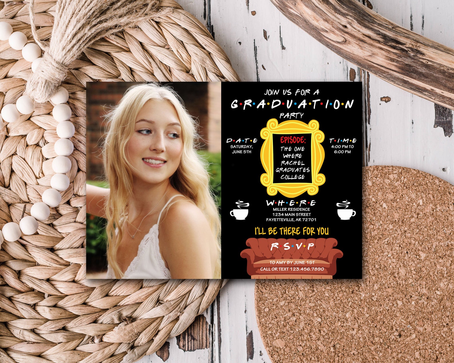 Friends Graduation Party Invitation, Friends Theme Graduation ...