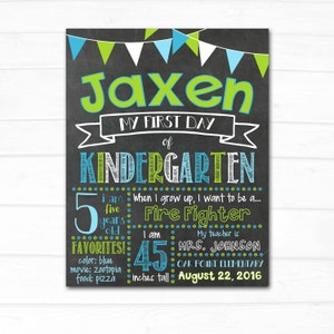 First Day of Kindergarten Sign 11x14, First Day of School Sign ...