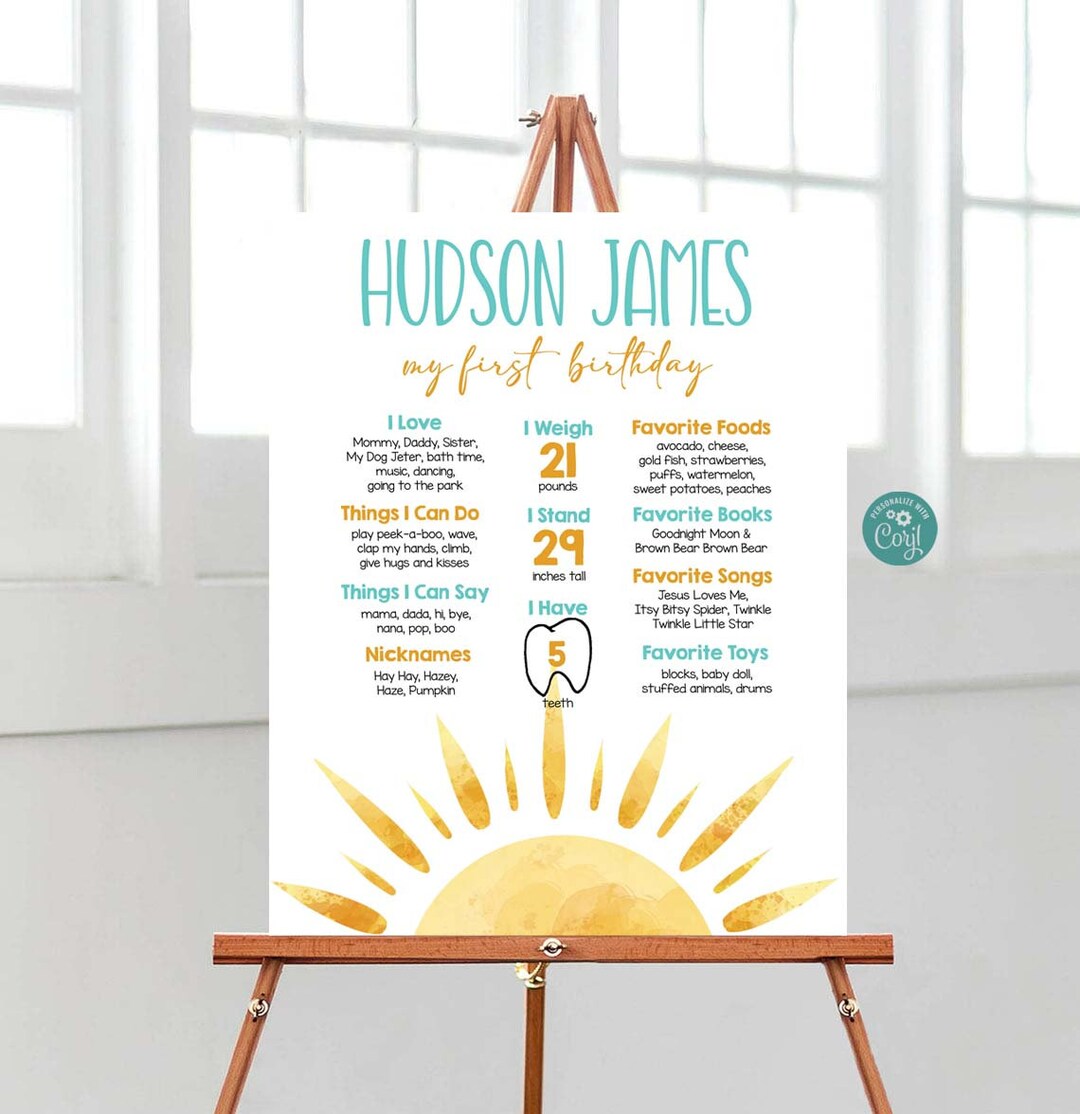 Editable Sun Milestone Sign Sunshine Stat Poster First Trip Around the ...