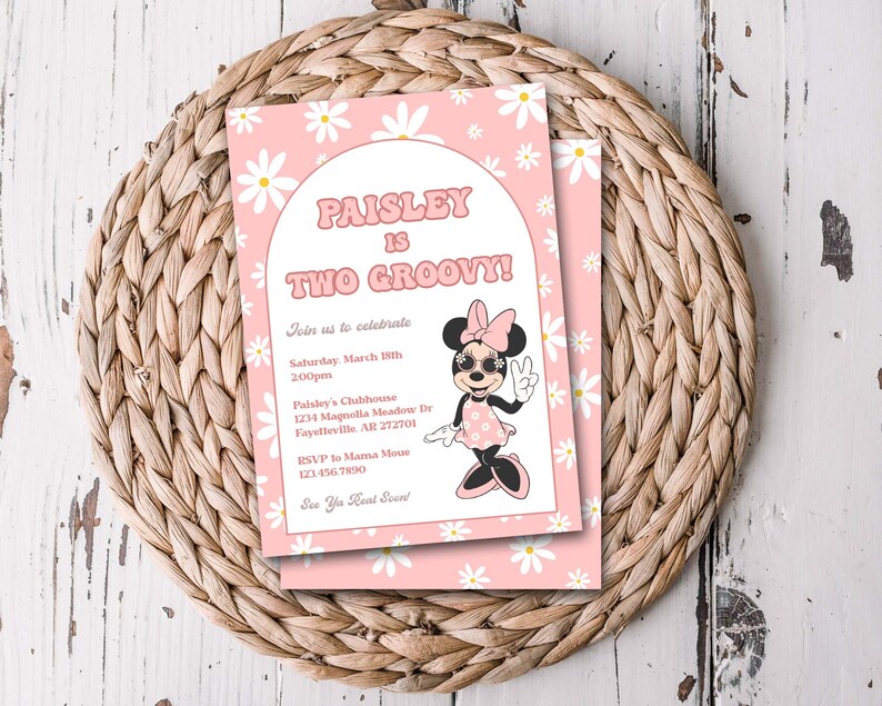 Editable Groovy Minnie Invitation Two Groovy Retro Daisy - Etsy