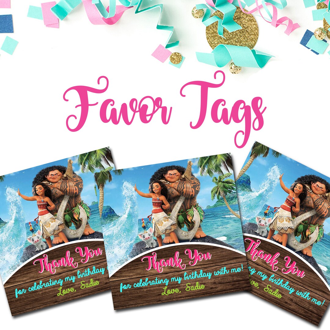 Moana Favor Tags, Moana, Moana Party Decor, Favor Tags, Moana Thank You ...