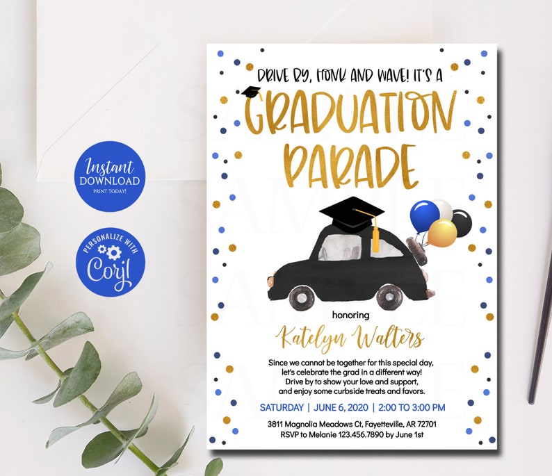 Editable Graduation Parade Invitation Drive by Graduation | Etsy