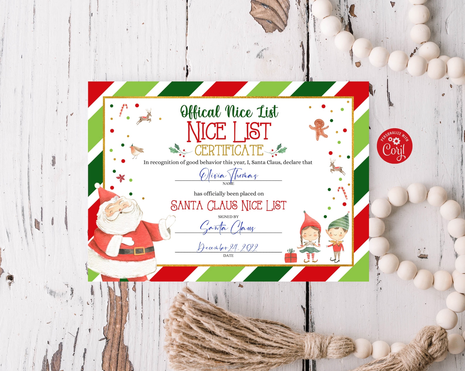 Editable Santa Claus Official Nice List Letter From Santa - Etsy