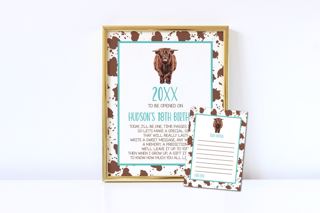 Editable Cow Highland Cow Time Capsule Sign and Cards Highland Cow ...