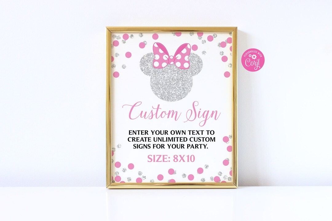 Editable Minnie Mouse Custom Sign Minnie Mouse Party Signs Custom Sign ...