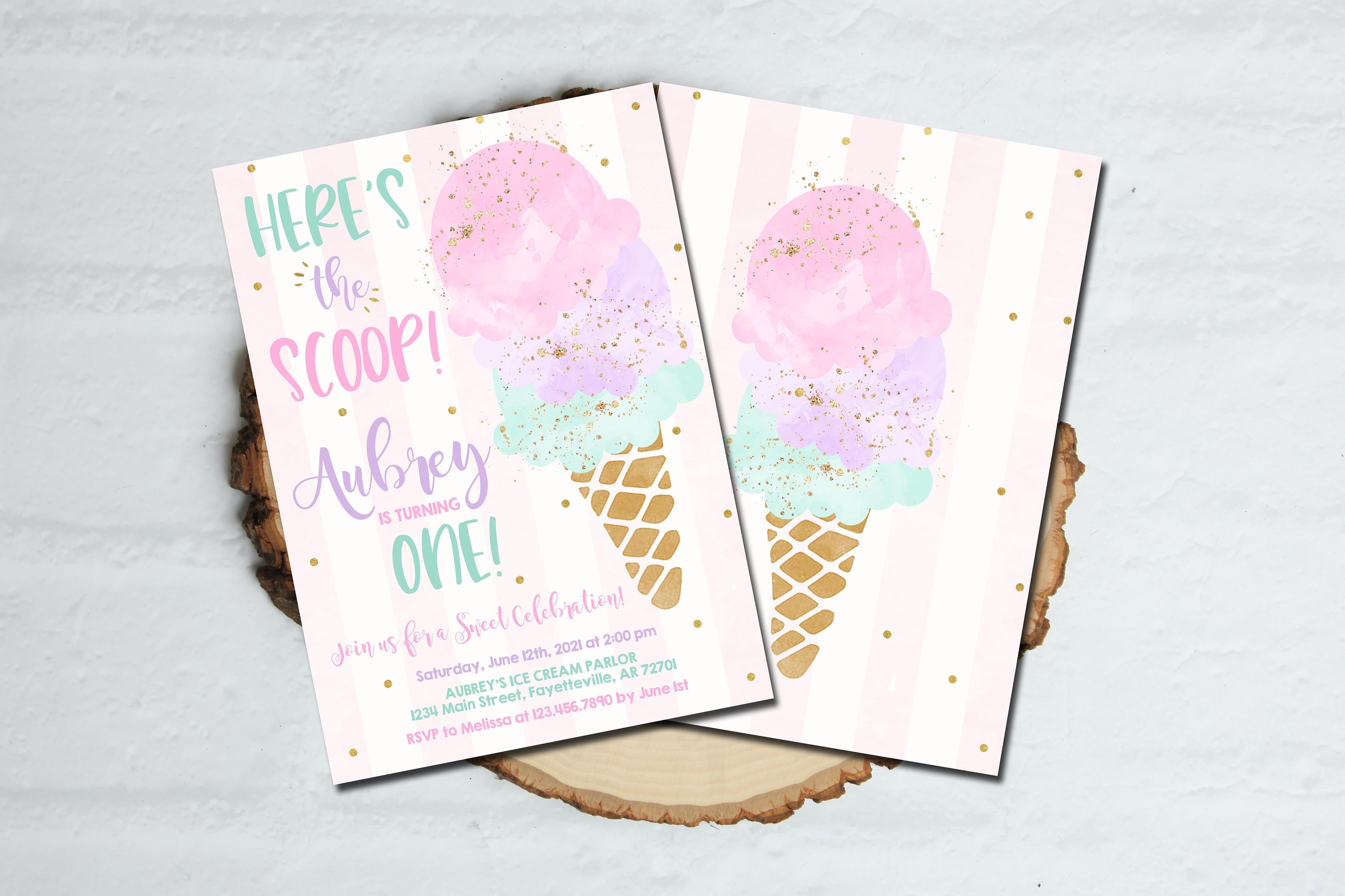 Ice Cream Invitation Here's the Scoop Invitation Ice | Etsy