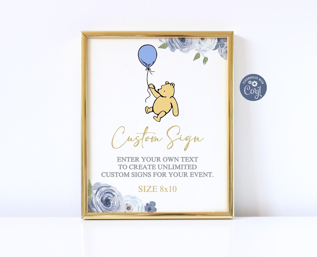 Editable Winnie the Pooh Custom Sign Print and Design Unlimited Signs ...