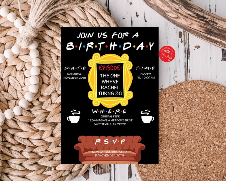 Editable Friends Birthday Invitation the One Where Friends - Etsy