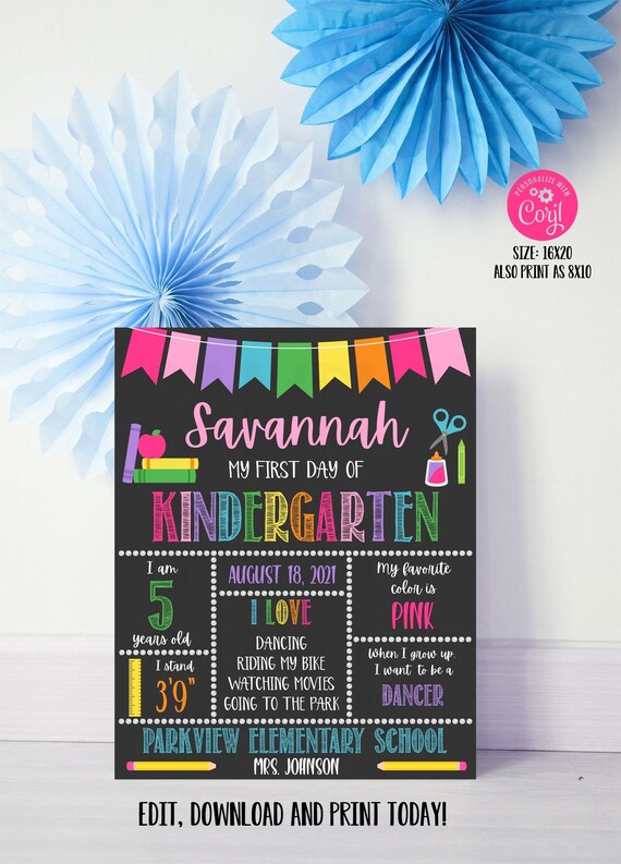 Editable Back to School Sign First Day of School Sign Back to | Etsy