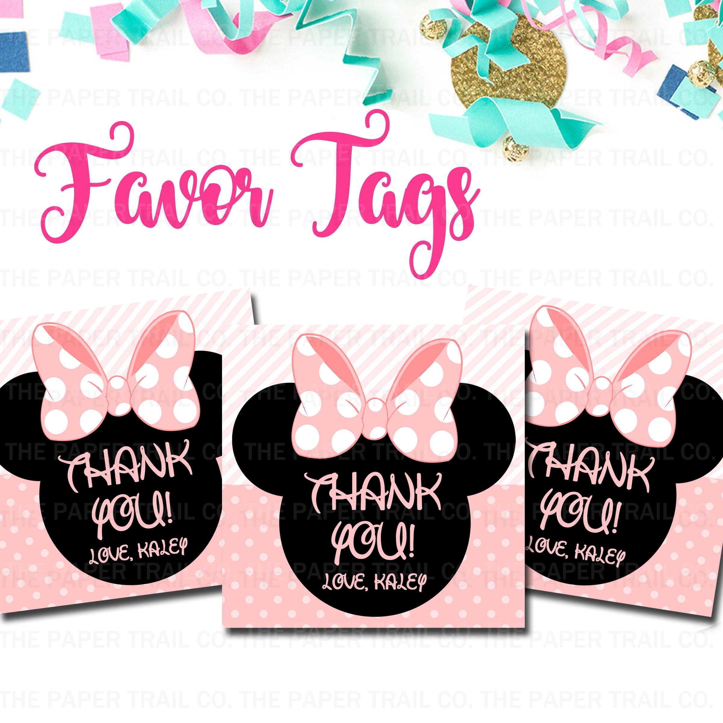 Minnie Mouse Favor Tags Minnie Mouse Pink and Black Favor Tags | Etsy