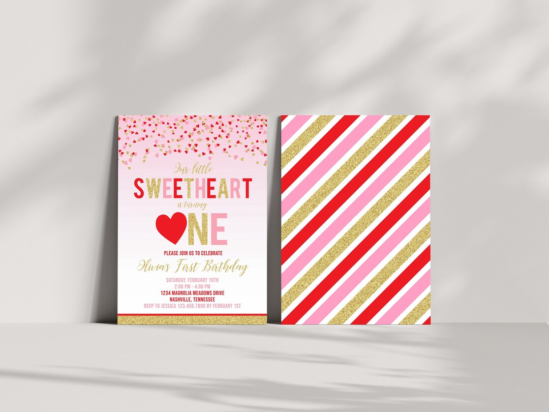 Editable Valentine Birthday Invitation Sweetheart Birthday Invitation ...