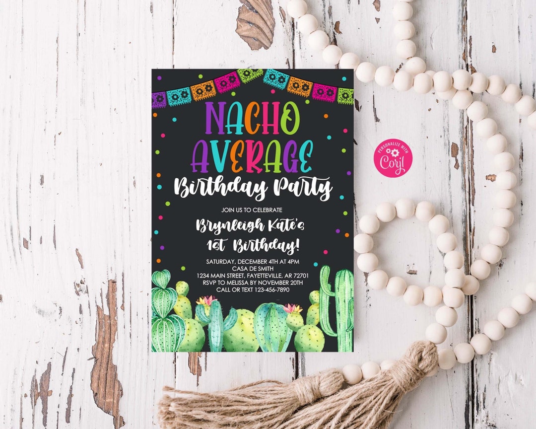 Editable Nacho Average Birthday Invitation Nacho Average - Etsy