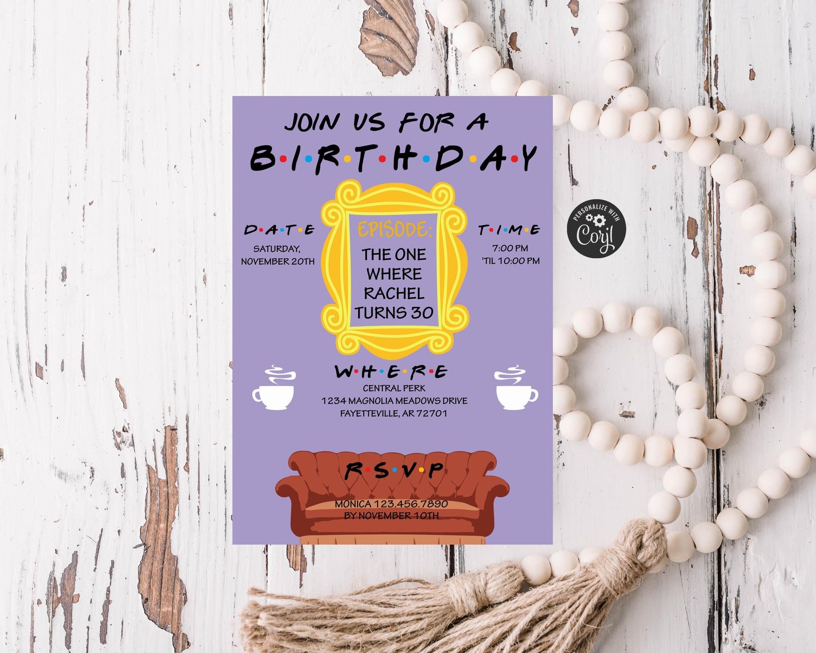 Editable Friends Birthday Invitation the One Where Friends - Etsy