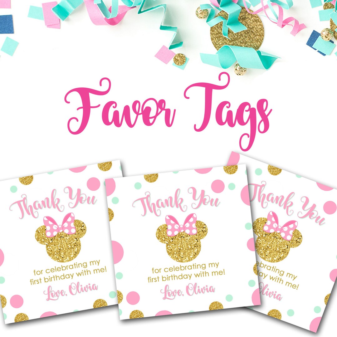 Minnie Mouse Favor Tags, Minnie Mouse, Minnie Mouse Party Decor, Favor ...