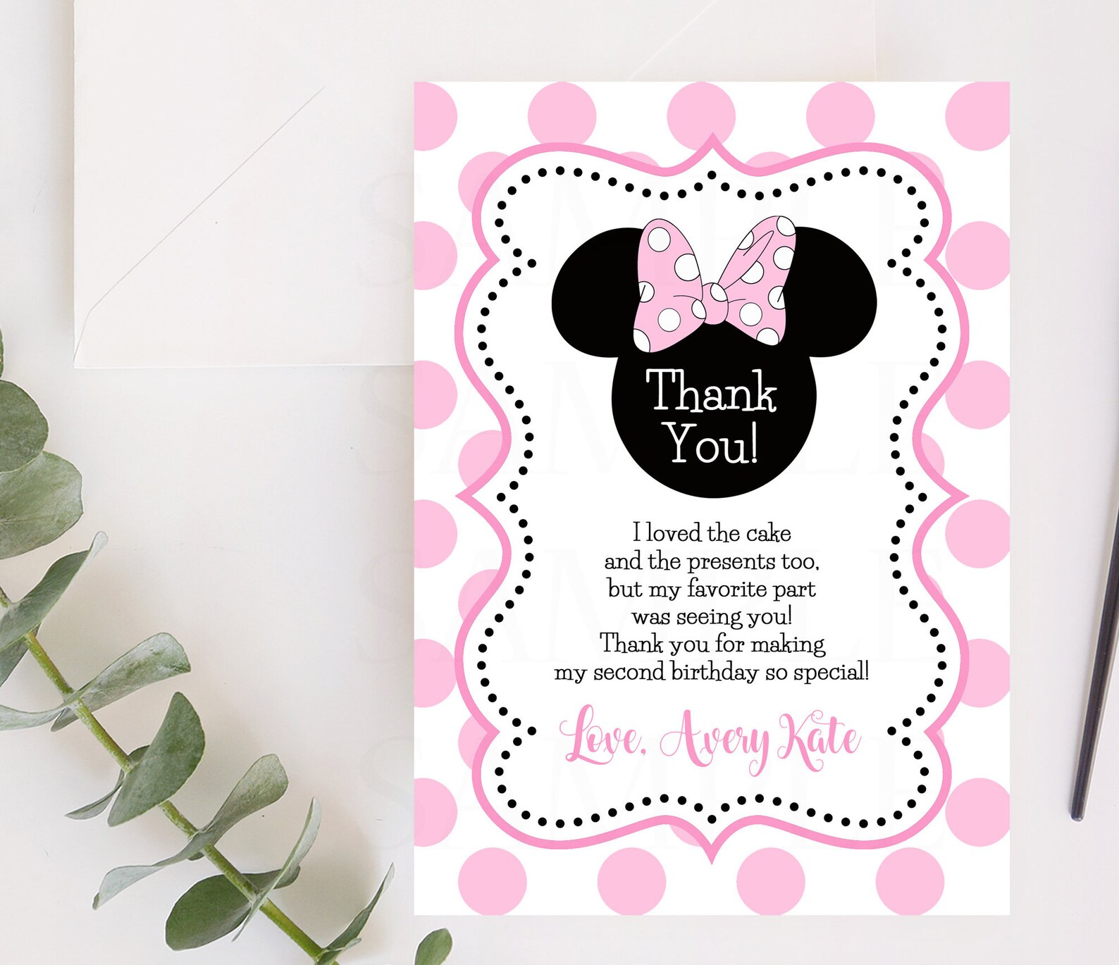 Minnie Mouse Thank You Notes Pink and Black Minnie Mouse Thank - Etsy
